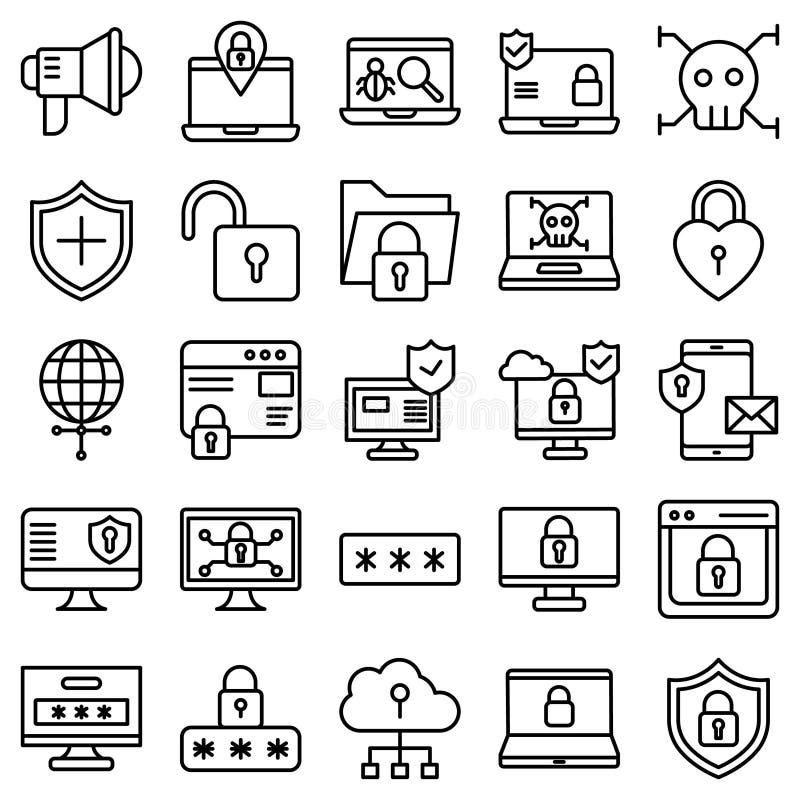 Cyber Security Icon Which Can Easily Modify or Edit Stock Vector ...
