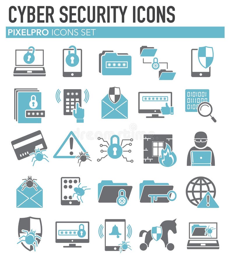 Cyber Security Icons Set on White Background for Graphic and Web Design ...