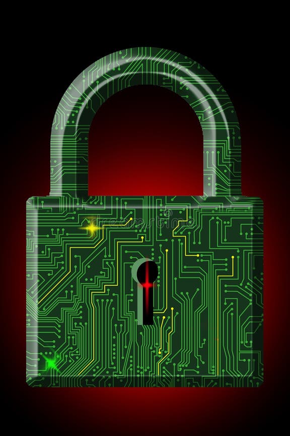 Cyber Security is Illustrated with a Padlock Made of Electronic ...