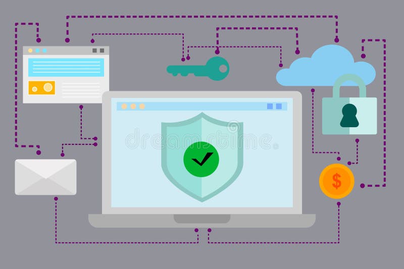 Cyber Security Illustration, Including Laptop Stock Image ...