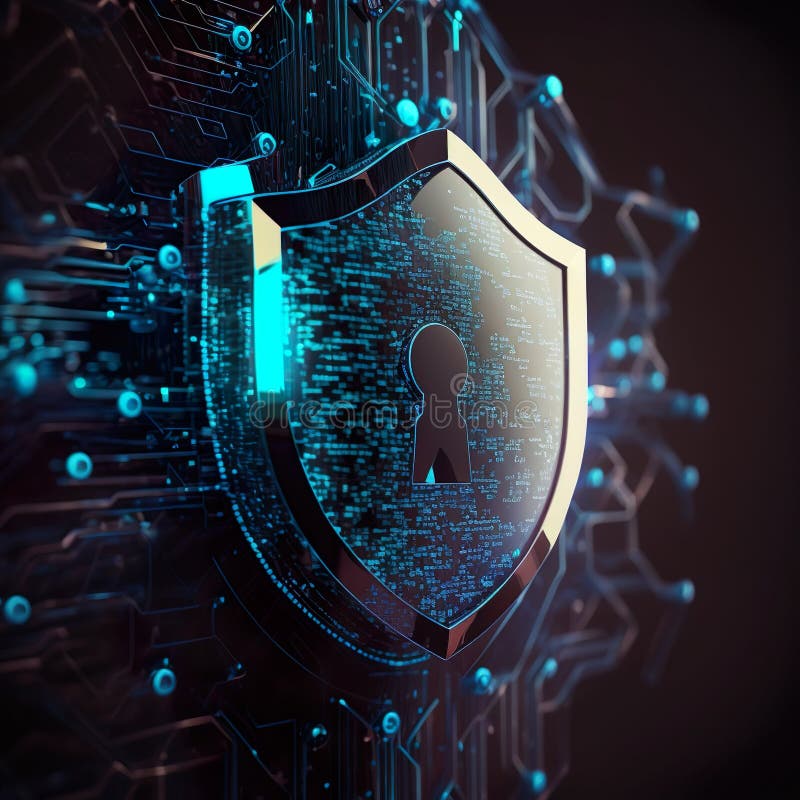 Cyber Security Illustration Sign on Laptop Digital Grid for Data ...