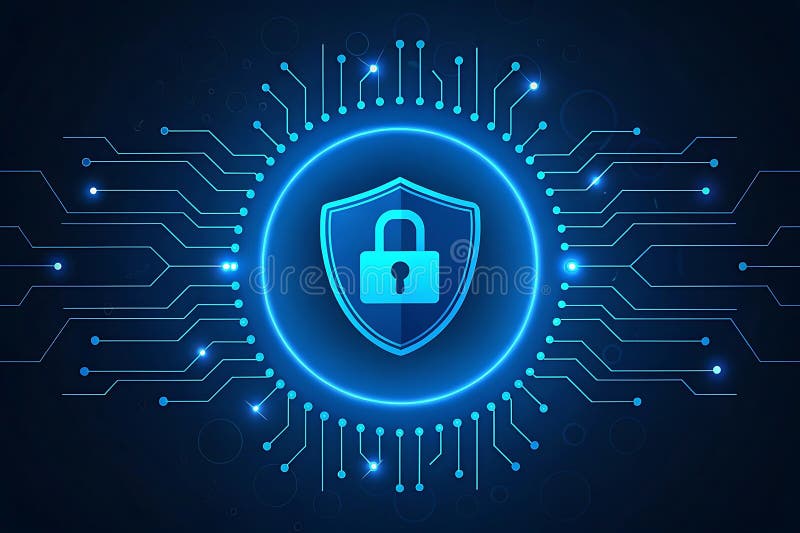 Cyber Security Illustration with Shield Icon and Padlock Representing ...