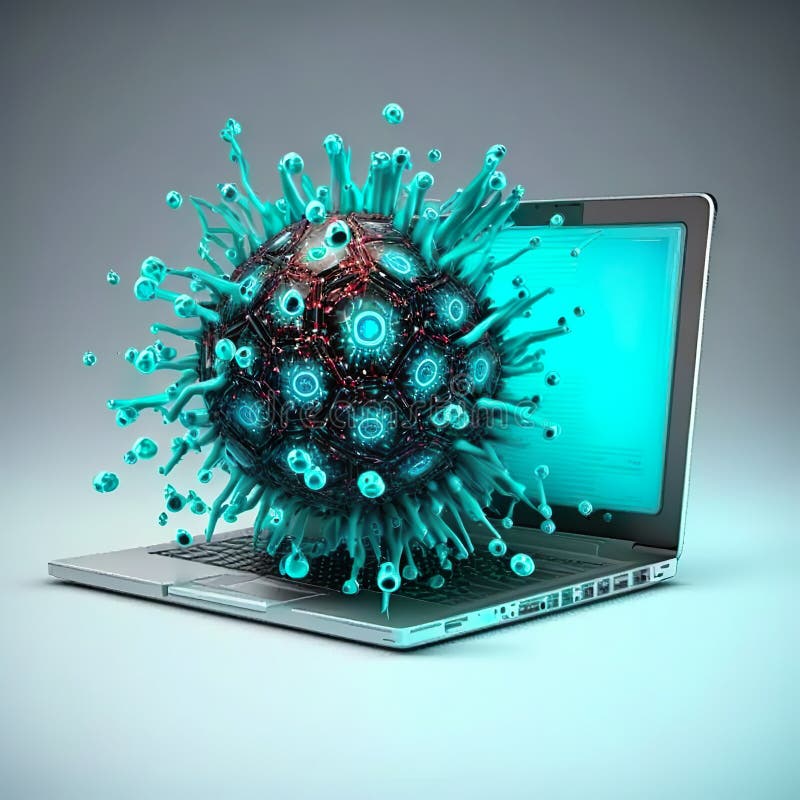 Cyber Security Illustration Sign on Laptop Digital Grid for Data ...