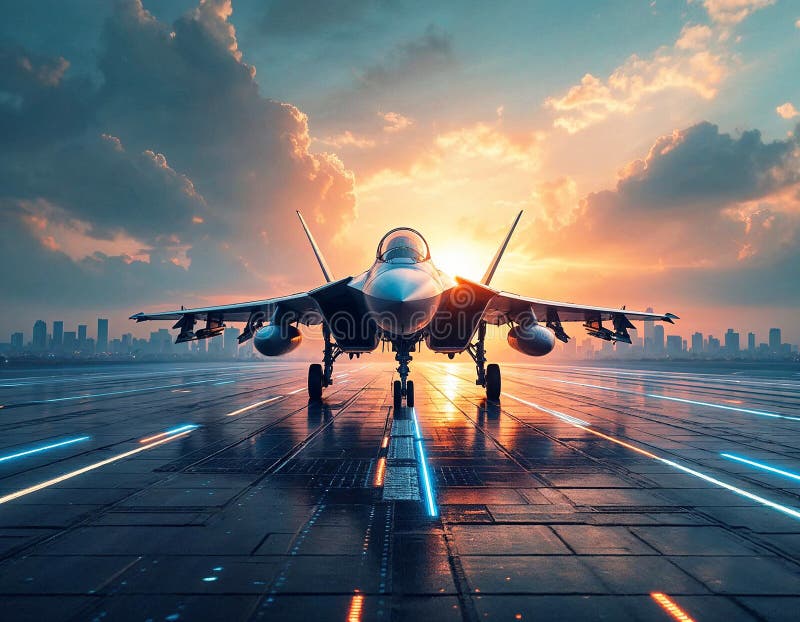 Stunning Fighter Jet on Runway at Sunset Perfect for Aviation ...
