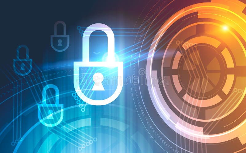 Cyber Security Interface and Planet Earth Stock Illustration ...