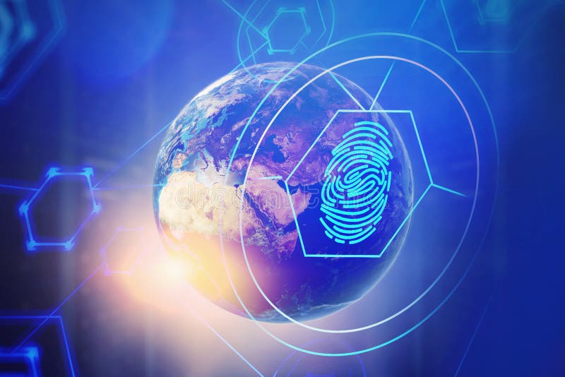 Cyber Security Interface and Earth Stock Illustration - Illustration of ...