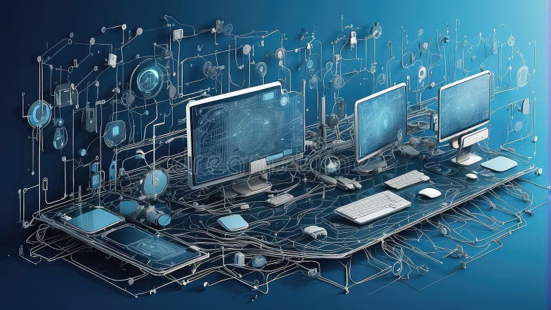 Cyber Security Internet and Network Computers Stock Illustration ...