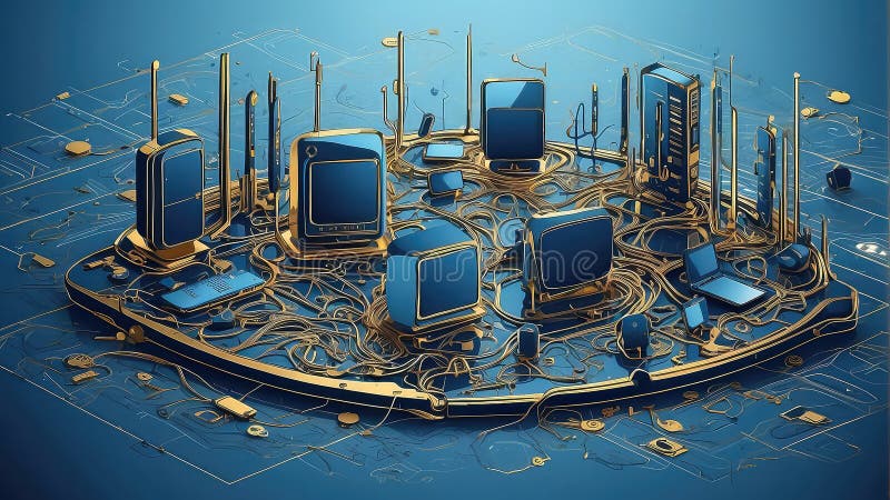 Cyber Security Internet and Network Stock Illustration - Illustration ...