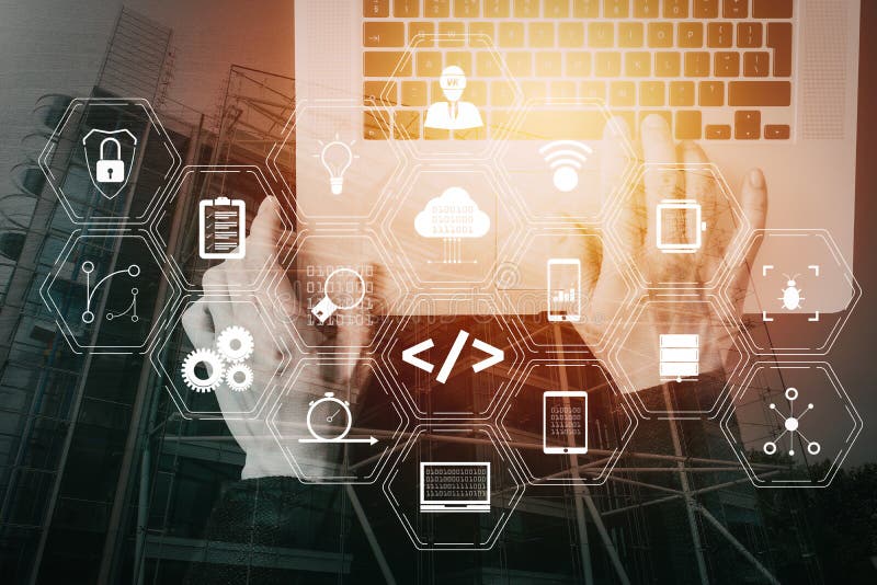 Cyber Security Internet and Networking Concept.Businessman Hand Stock ...