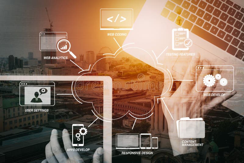 Cyber Security Internet and Networking Concept.Businessman Hand Stock ...