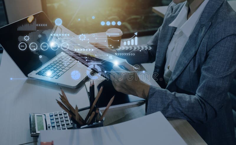 Cyber Security Internet and Networking Concept. Businessman Hand ...