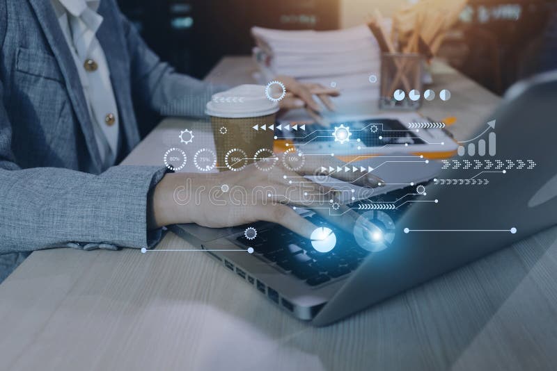 Cyber Security Internet and Networking Concept. Businessman Hand ...