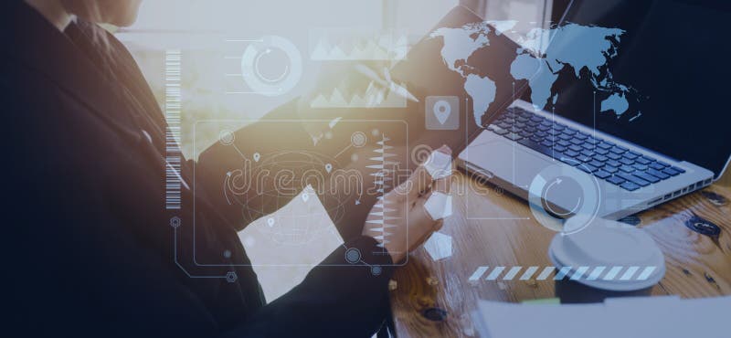 Cyber Security Internet and Networking Concept. Businessman Hand ...