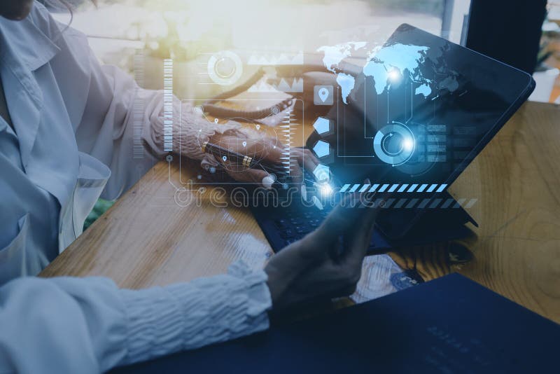 Cyber Security Internet and Networking Concept. Businessman Hand ...