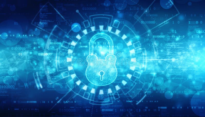 Cyber Security and Internet Security Background, Lock on Digital ...