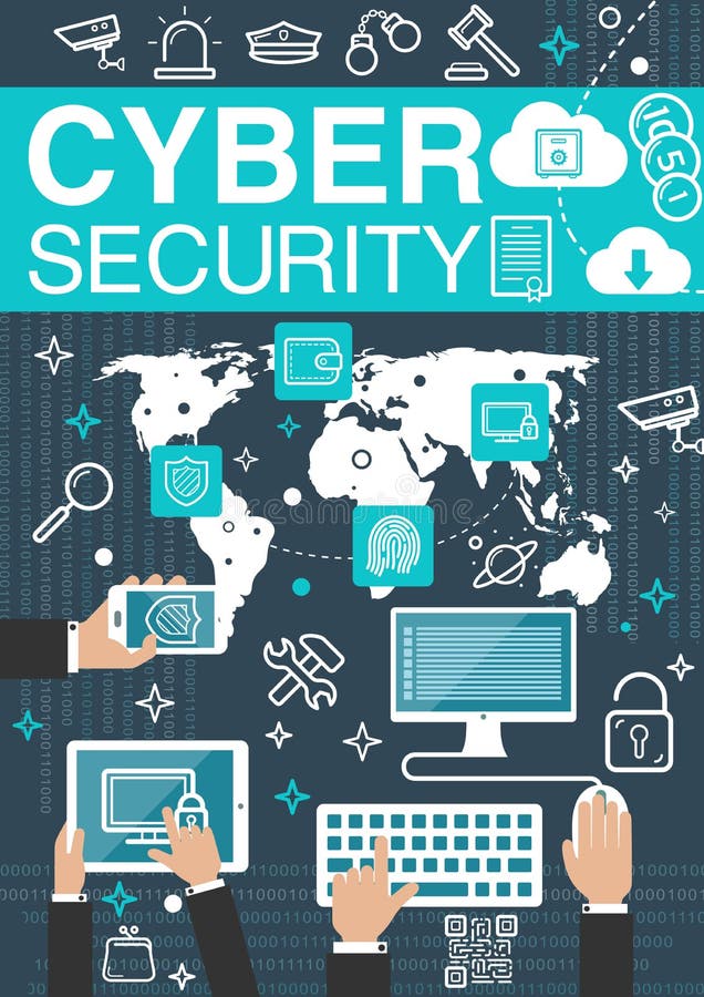 Cyber Security Internet Vector Poster Stock Vector - Illustration of ...