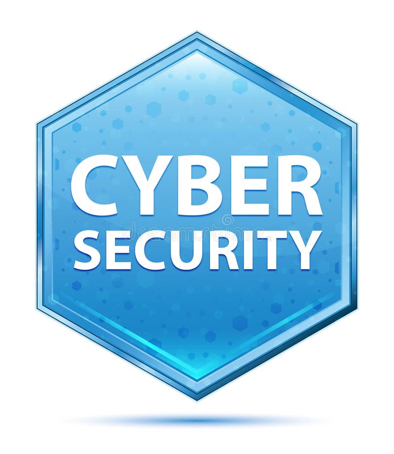 Cyber Security Crystal Blue Hexagon Button Stock Illustration ...