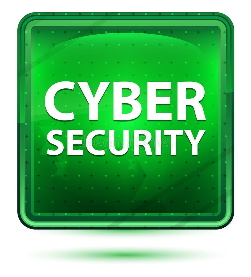 Cyber Security Neon Light Green Square Button Stock Illustration ...