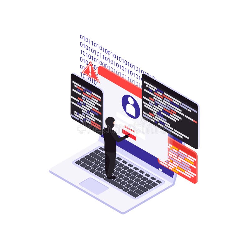 Cyber Security Isometric Concept Stock Vector - Illustration of access ...