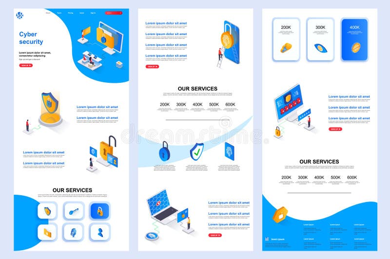 Cyber Security Isometric Landing Page. Information Security, Data ...