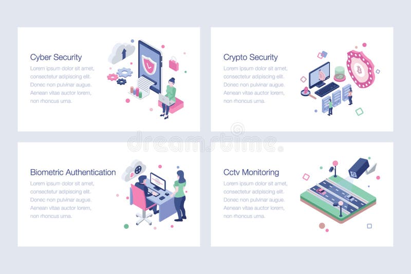 Cyber Security Isometric Vector Illustrations Stock Vector ...