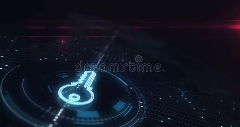 Cyber Security with Key Symbol Digital 3d Finger Touch Stock Footage ...