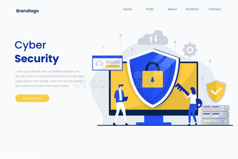 Cyber Security Landing Page Vector Template Stock Illustration ...