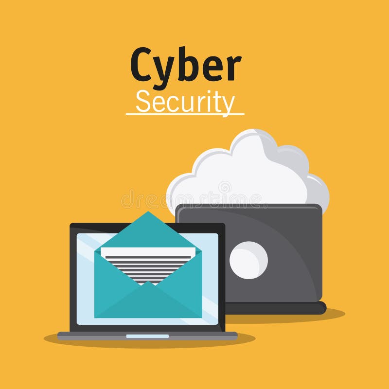 Cyber Security Laptop Design Stock Vector - Illustration of security ...