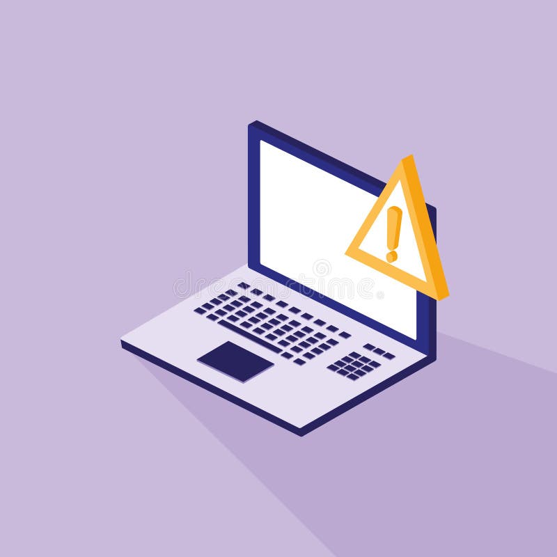 Cyber Security with Laptop and Warning Signage Stock Vector ...