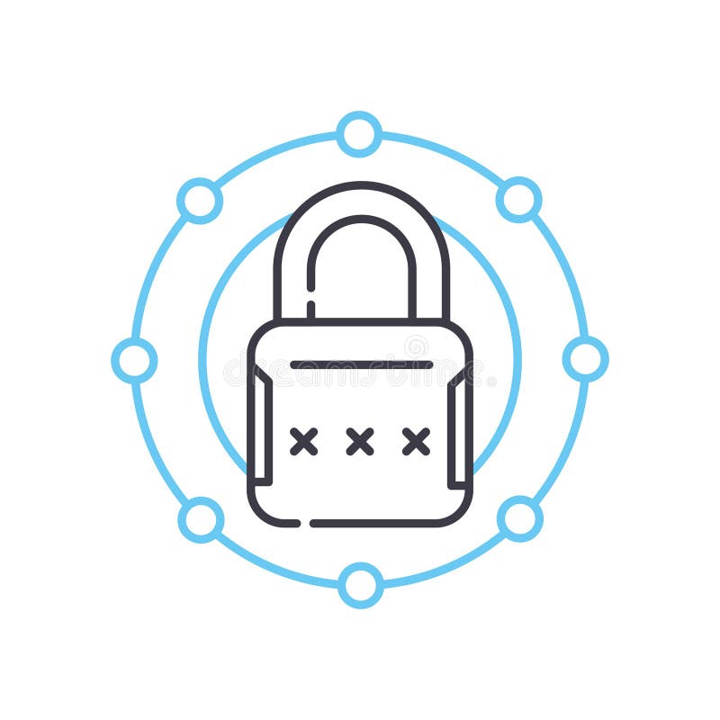 Cyber Security Line Icon Outline Symbol Vector Illustration Concept
