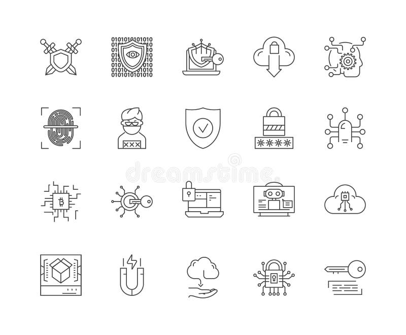 Cyber Security Line Icons, Signs, Vector Set, Outline Illustration ...