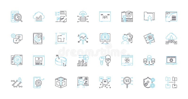 Cyber Security Linear Icons Set. Encryption, Firewall, Malware ...