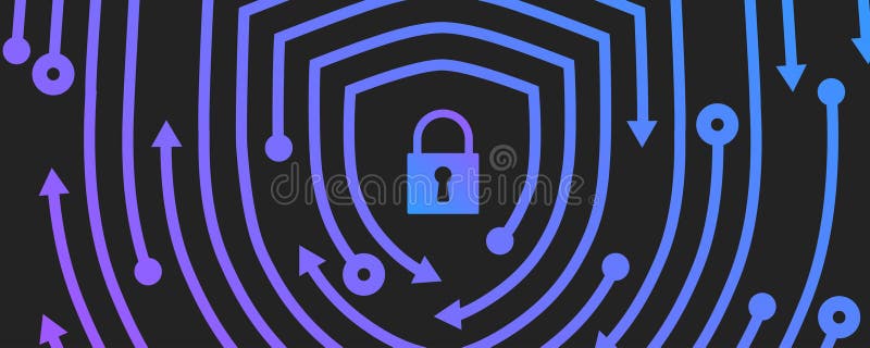 Cyber Security Lock on Circuit Shield Stock Illustration - Illustration ...