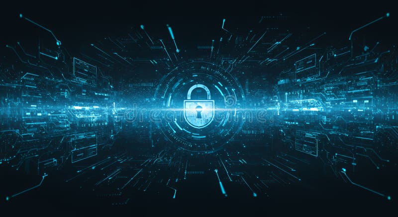 Cyber Security Lock Concept with Digital Technology Background Network ...