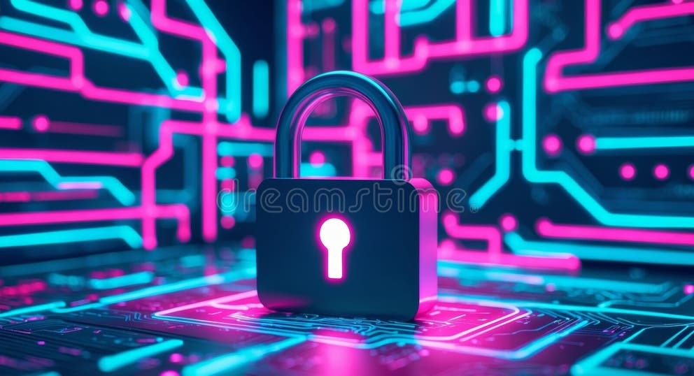 Cyber Security Lock. a Digital Fortress Protecting Data and Network ...