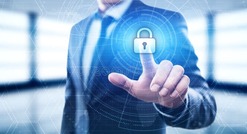 Cyber Security Lock on Digital Screen Data Protection Business ...