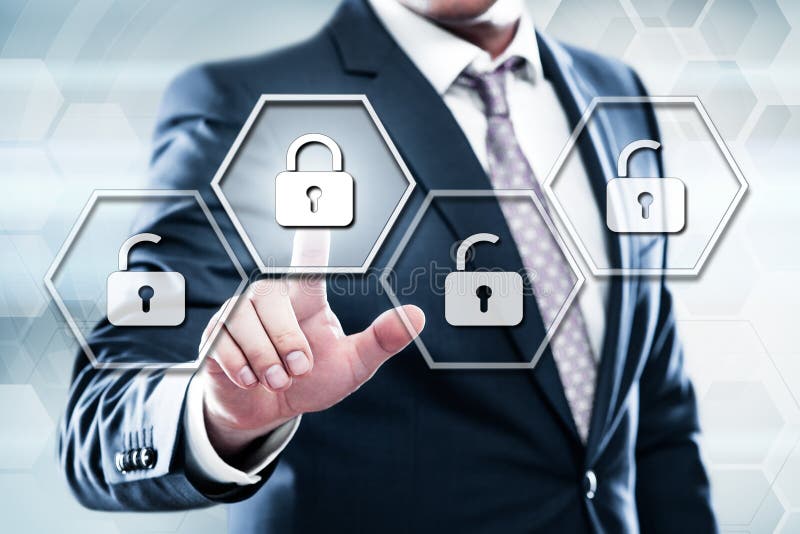 Cyber Security Lock on Digital Screen Data Protection Business ...