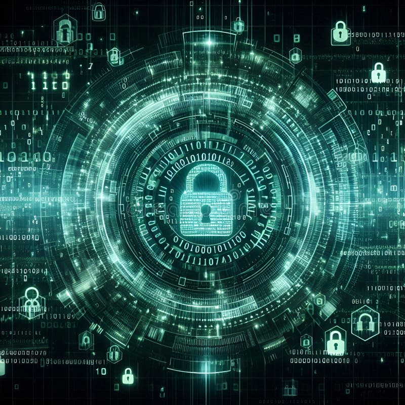 Cyber Security Lock Green Matrix Wallpaper Design Stock Image - Image ...