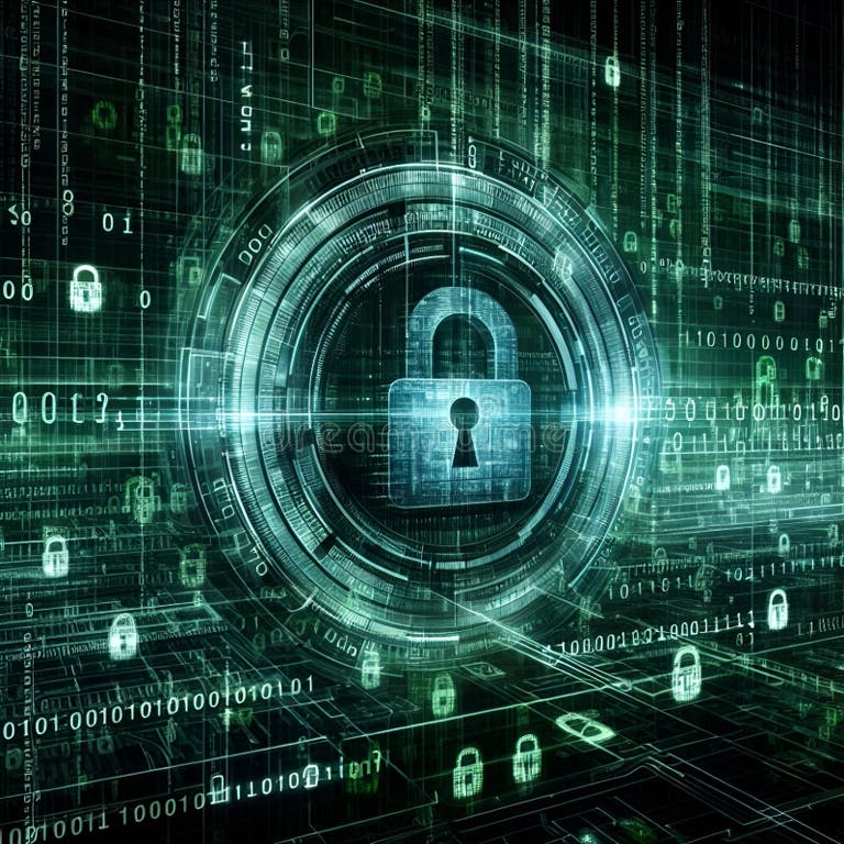 Cyber Security Lock Green Matrix Wallpaper Design Stock Image - Image of matrix, design: 320959363