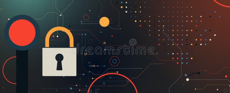 Cyber Security Lock Icon Background Stock Vector - Illustration of ...