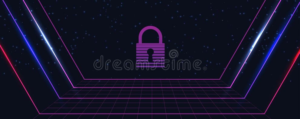 Cyber Security Lock Icon Background Stock Illustration - Illustration ...