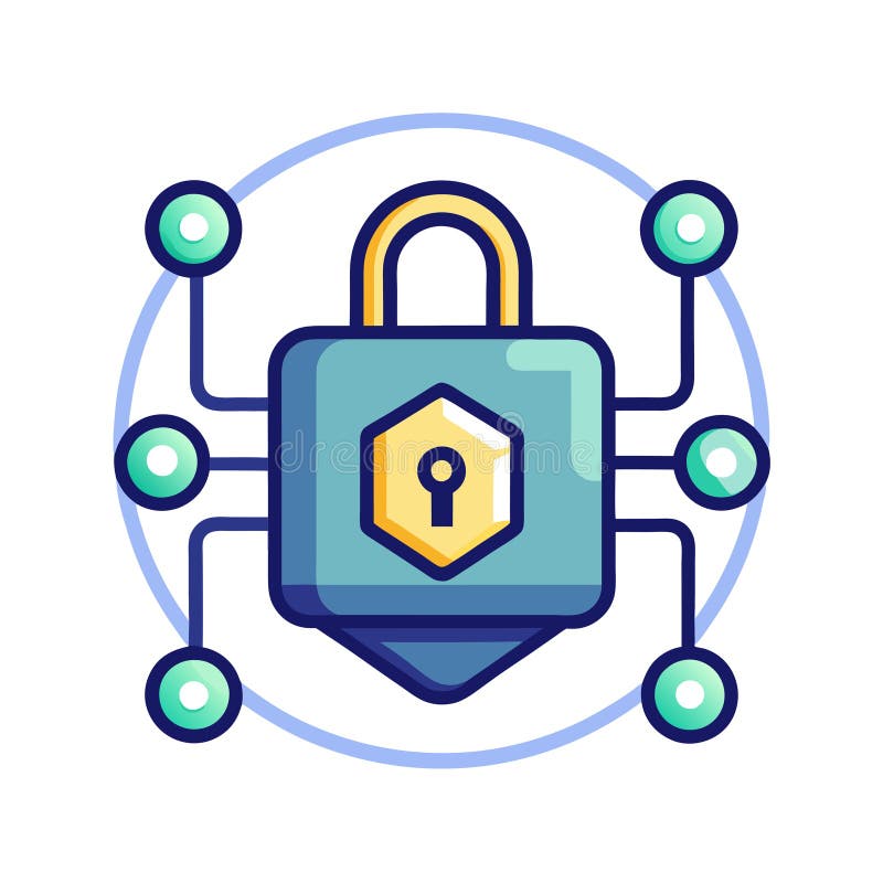 Cyber Security Lock Icon: Digital Protection, Encryption, and Network Security Stock Vector ...