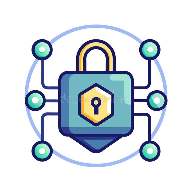 Cyber Security Lock Icon: Digital Protection, Encryption, and Network ...