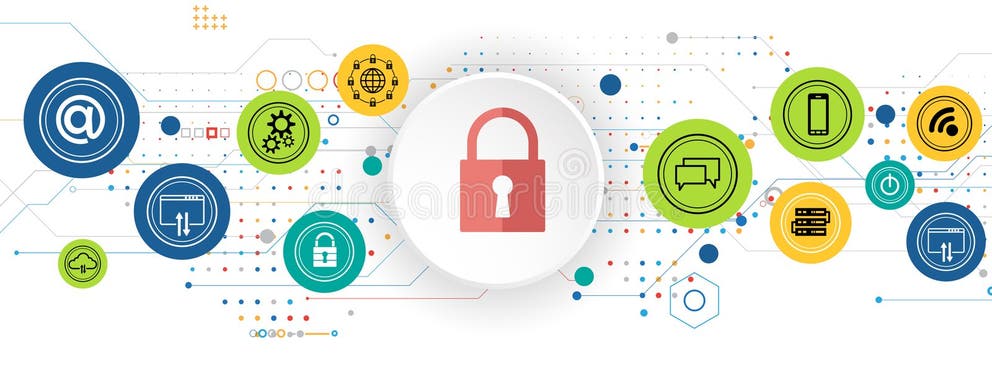 Cyber Security. Lock Icon in Personal Data Security Stock Vector ...