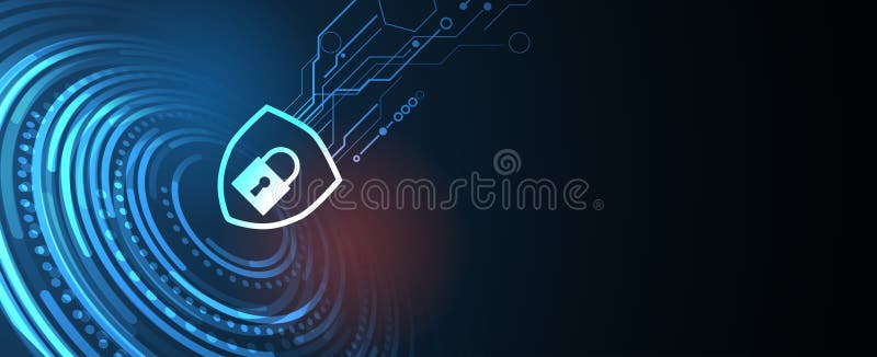 Cyber Security. Lock Icon in Personal Data Security Stock Vector ...