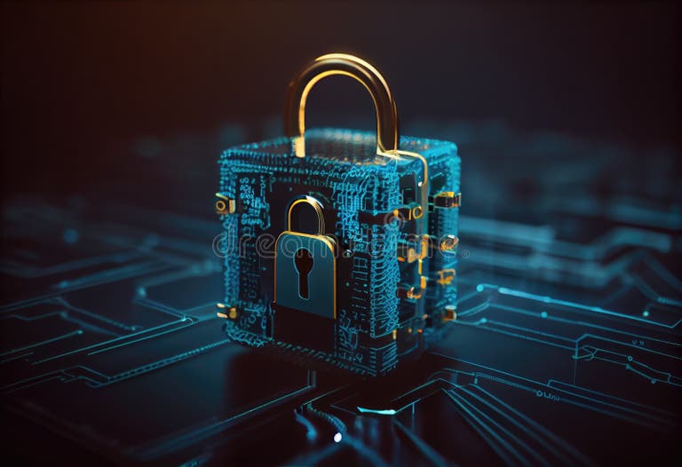 Cyber Security Lock. Internet Technology Concept of Cybersecurity and ...