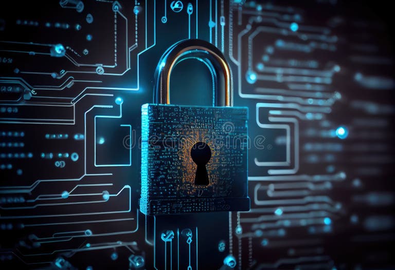 Cyber Security Lock. Internet Technology Concept of Cybersecurity and ...