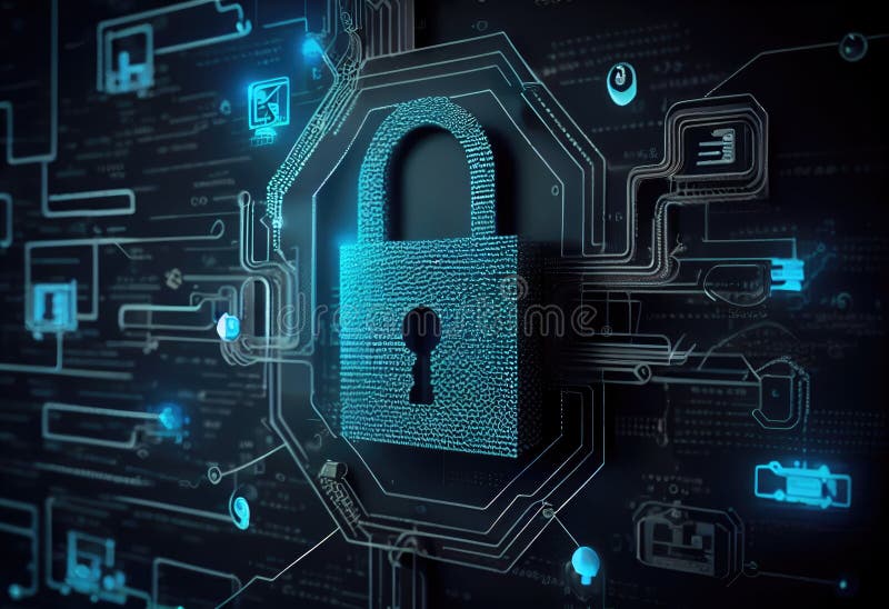 Cyber Security Lock. Internet Technology Concept of Cybersecurity and ...