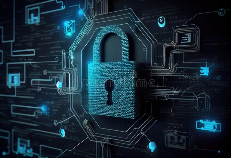 Cyber Security Lock. Internet Technology Concept of Cybersecurity and ...