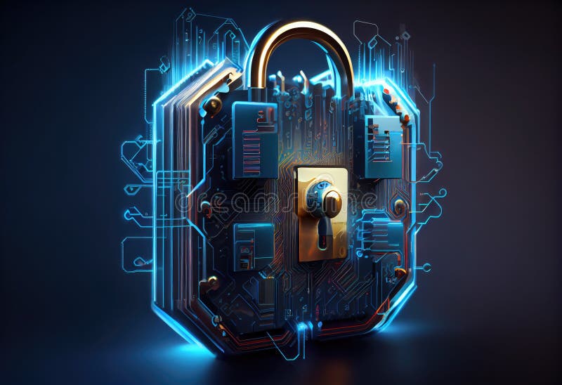 Cyber Security Lock. Internet Technology Concept of Cybersecurity and ...